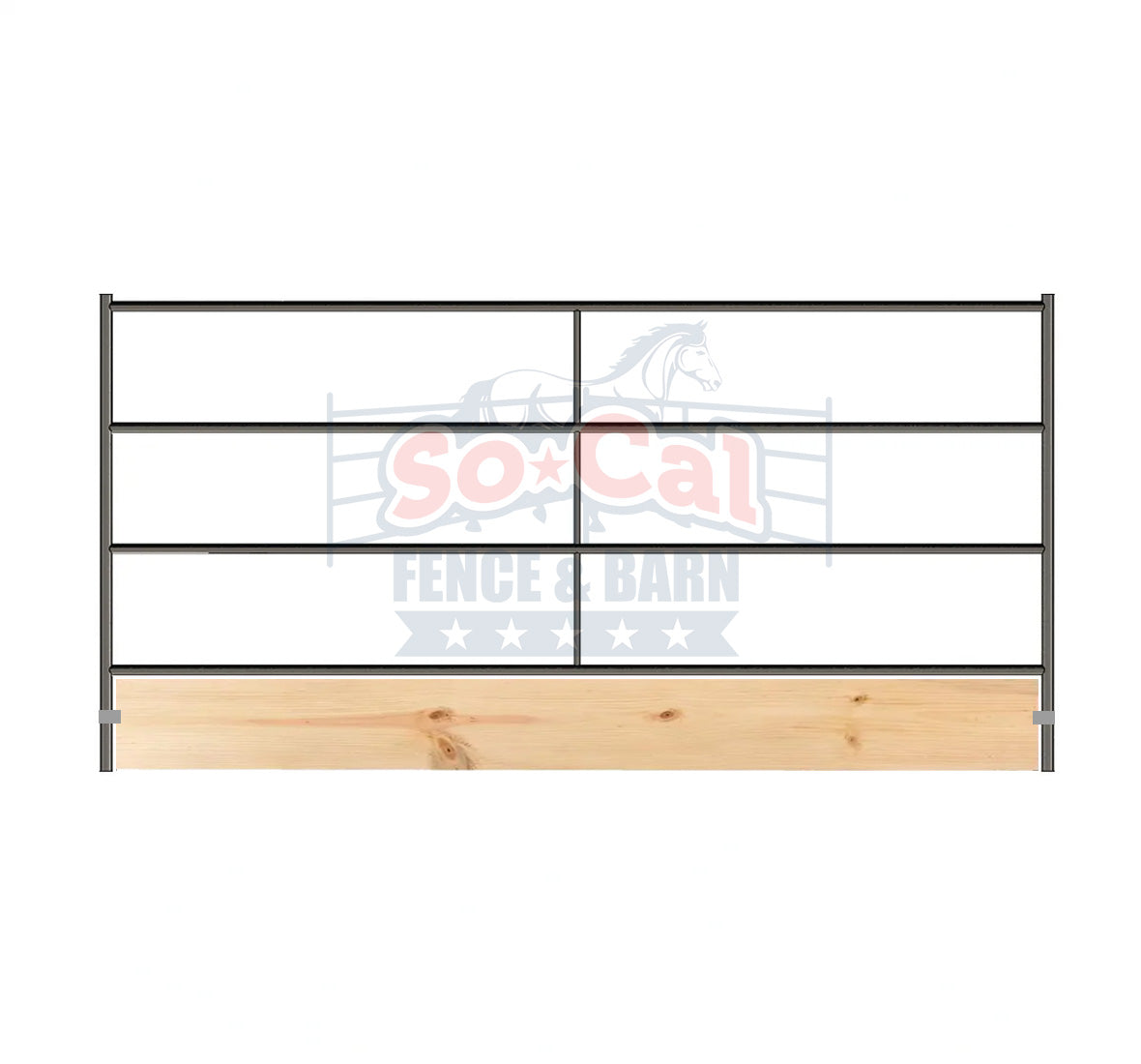 Premium 10x5 Horse Corral Panel WOOD INSERTABLE CLAMPS (5 Rail) 1-5/8 ...