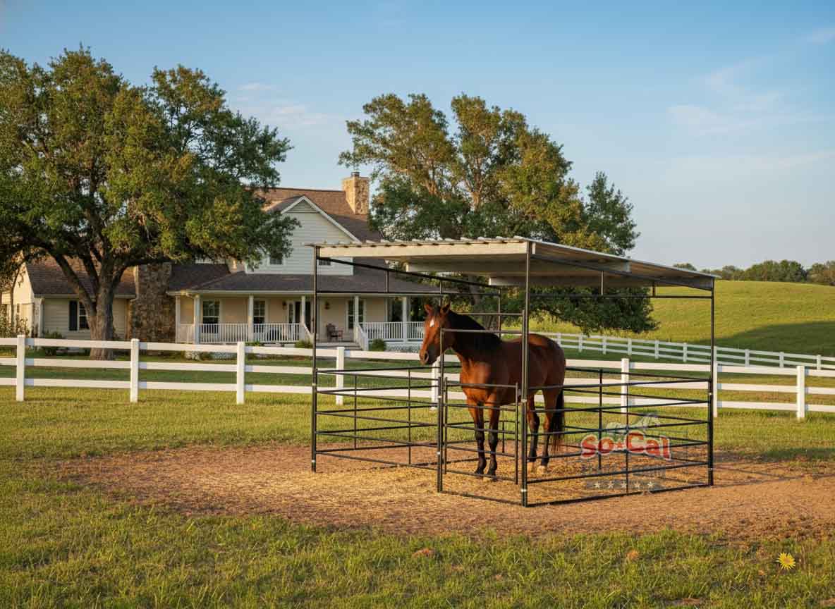 12x24 Horse Stall with 12x12 Shelter (4 Rail) | For Sale | #1 Corrals ...