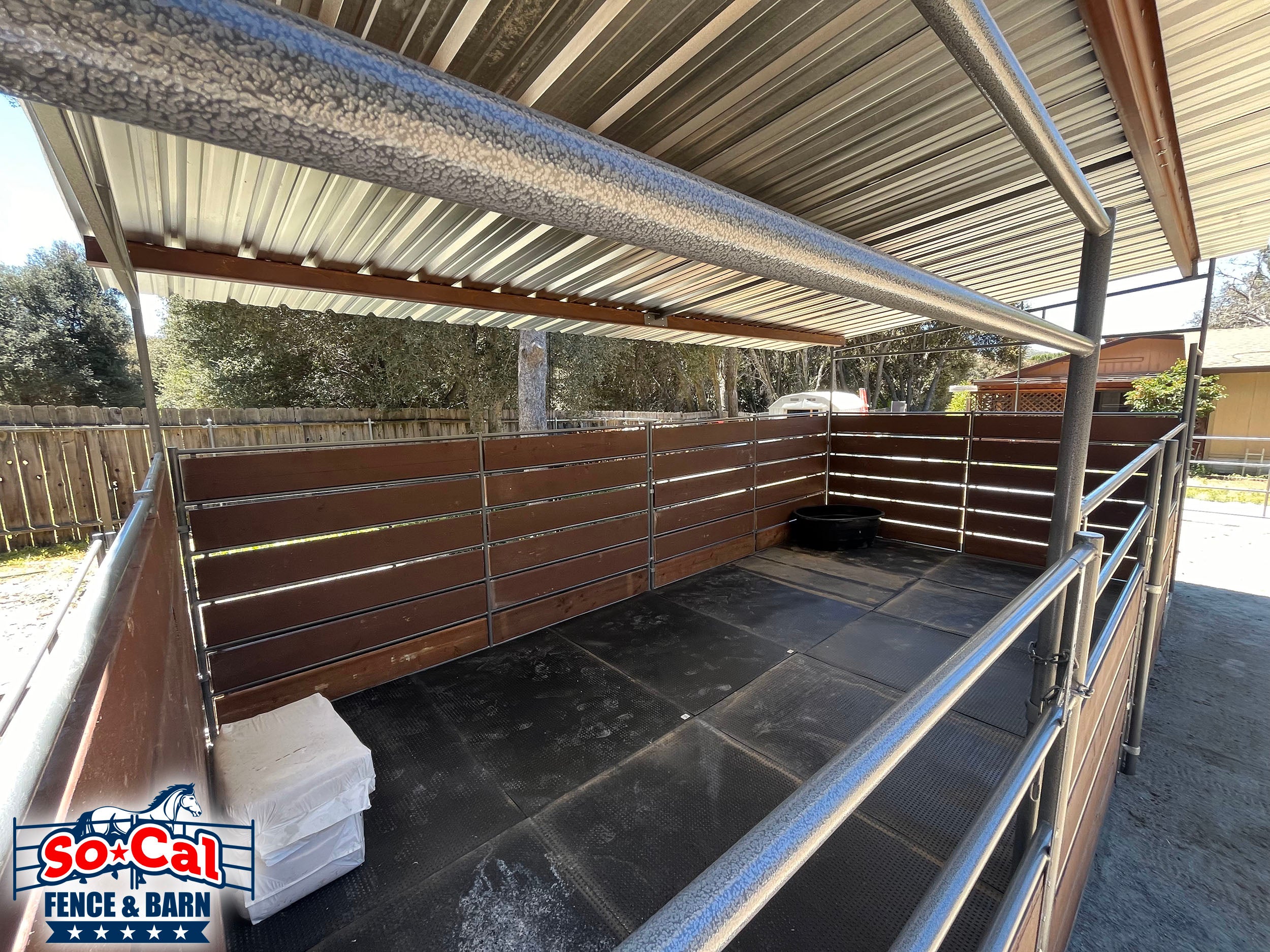 12x24 Horse Stall with 12x24 Shelter (4 Rail) | For Sale | SoCal Fence ...