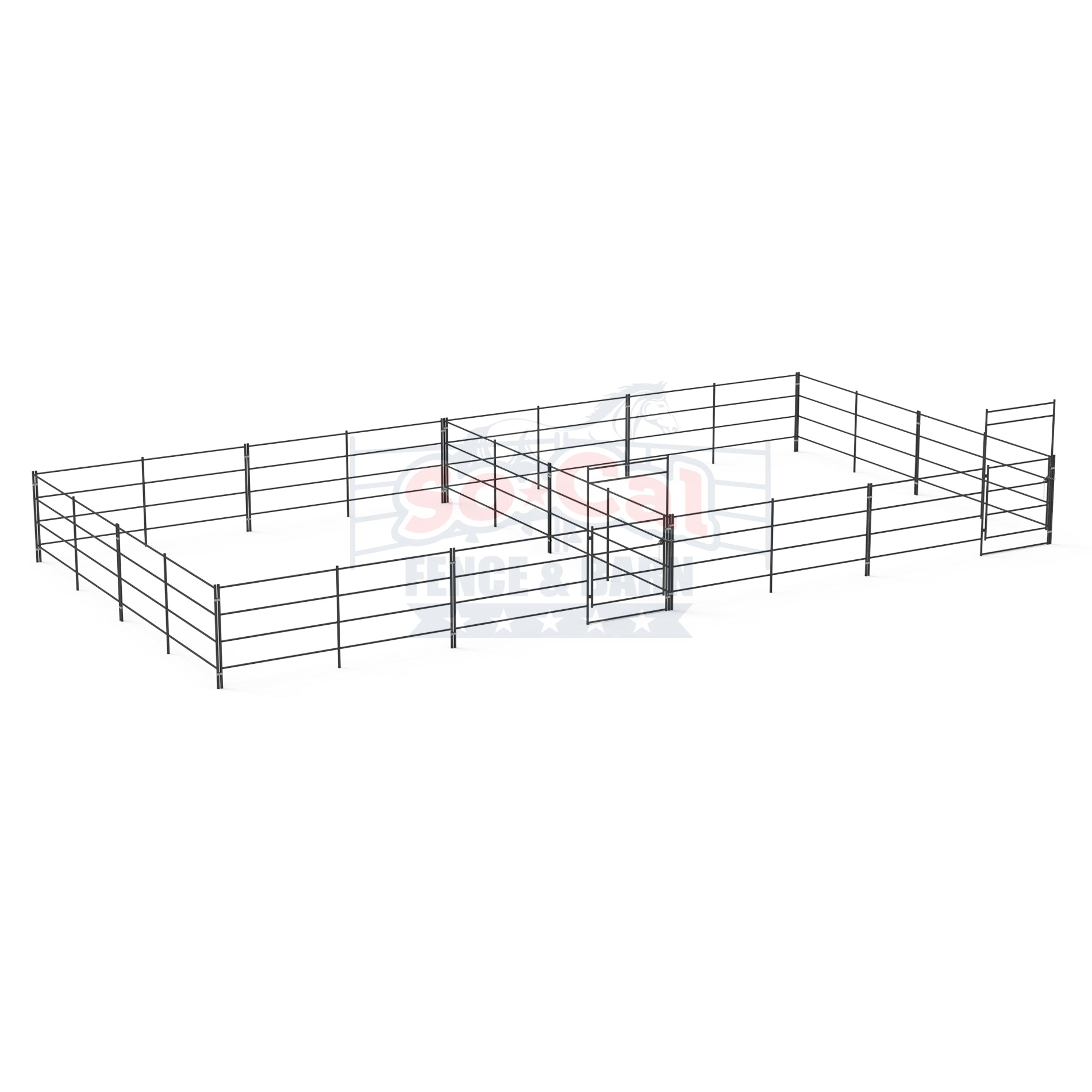 Two 24x24 Horse Stalls Side-by-Side 4rail | Portable Pipe Corrals ...