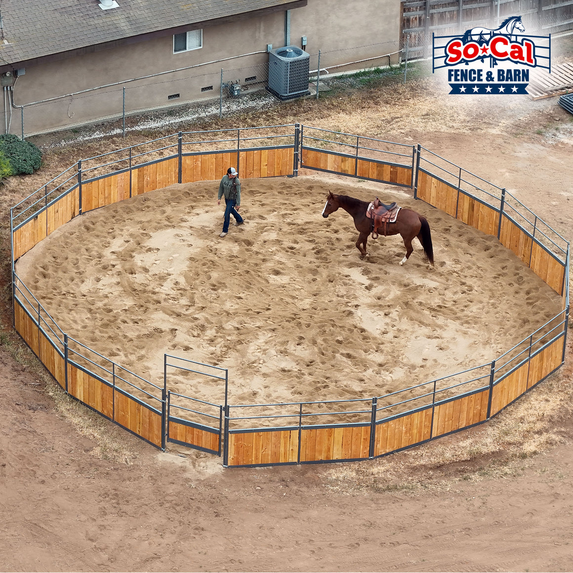 Signature Series Wooden Round Pen With 10ft Swing Gate | 14-Gauge USA ...