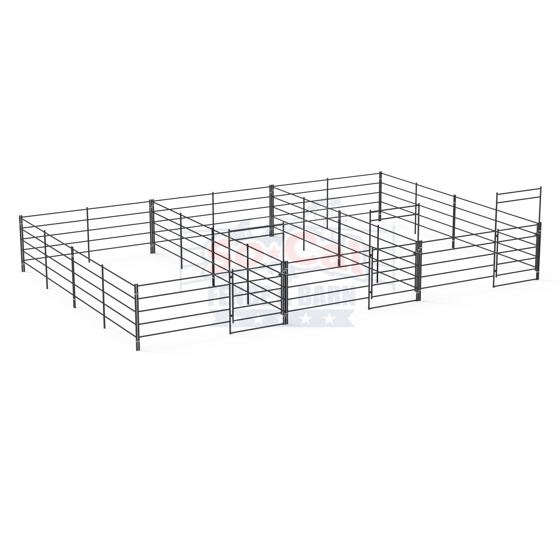 Three 12x24 Horse Stalls Side-by-Side 5rail | Portable Pipe Corrals ...