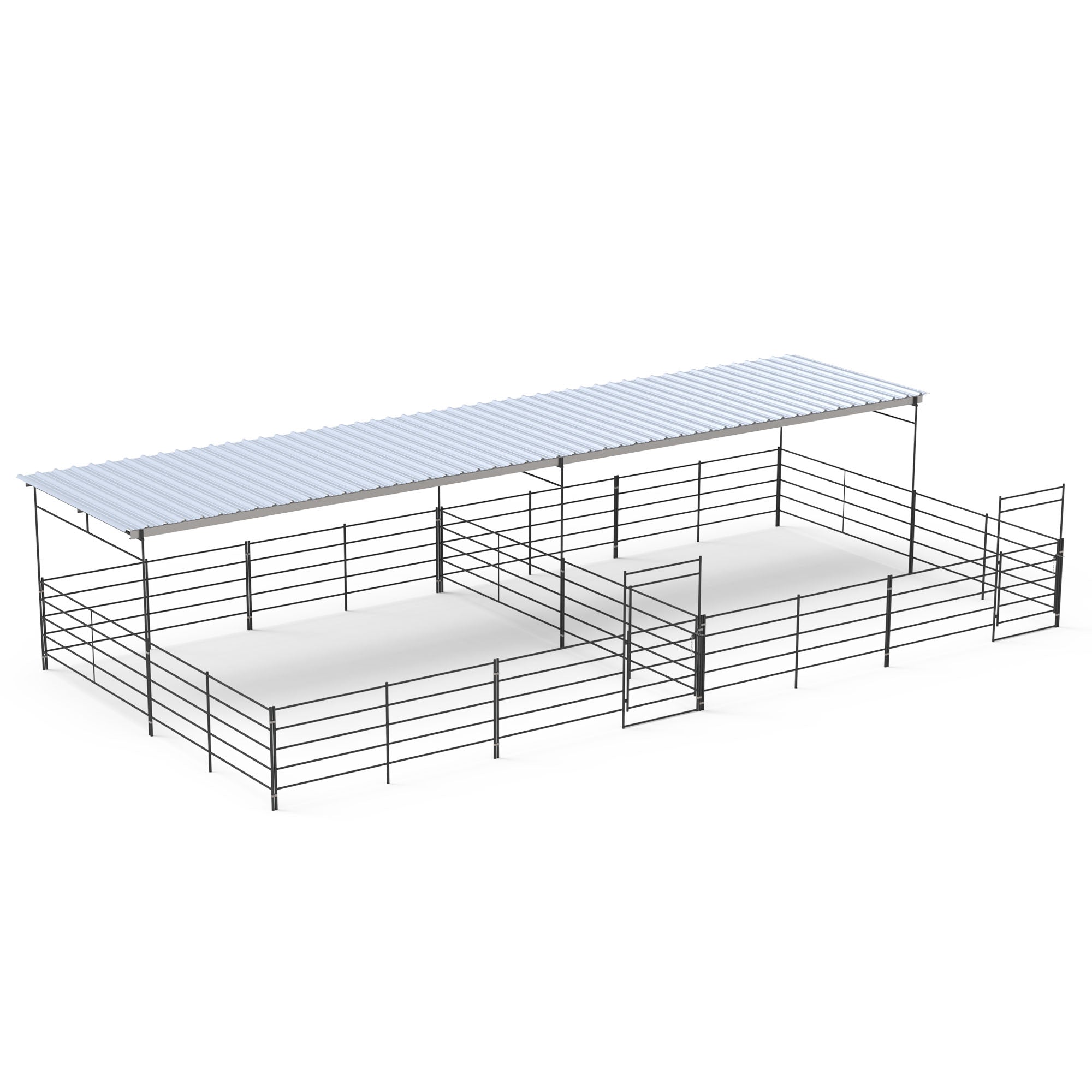 Two 24x24 Horse Stalls 5-Rail Side-by-Side with Two 12x24 Covers ...