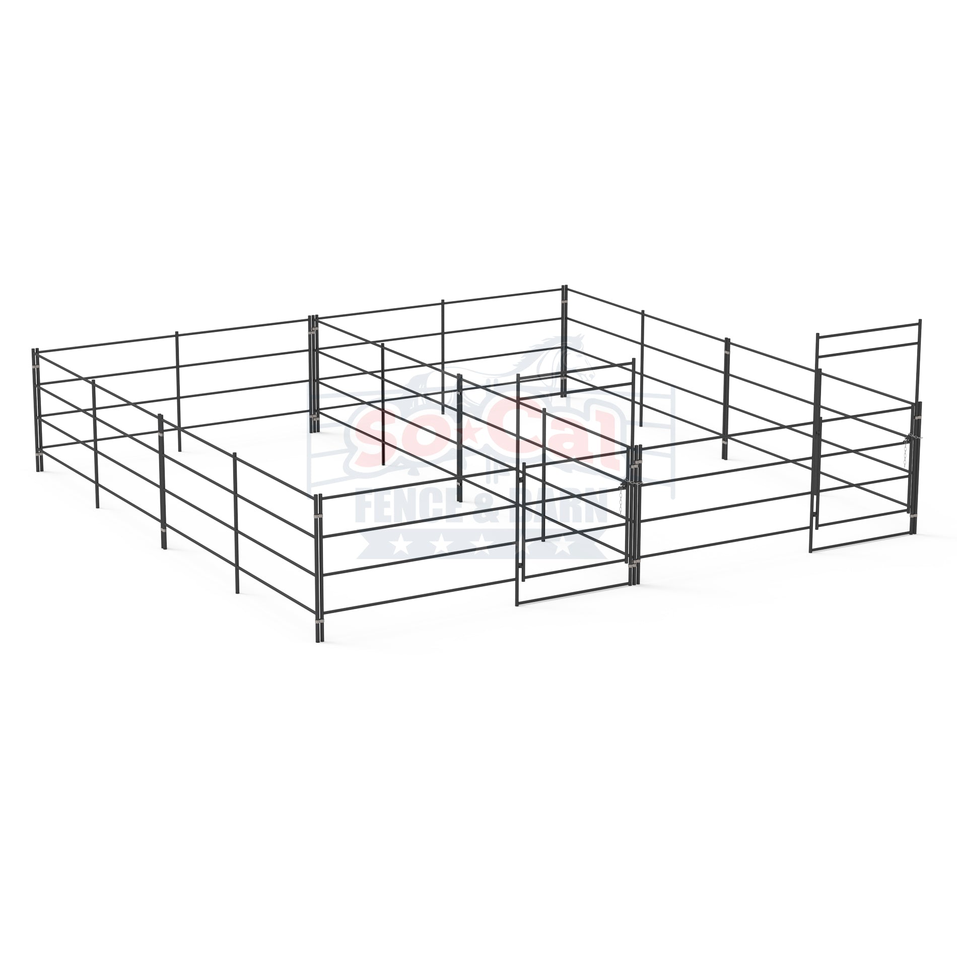 Two 12x24 Horse Stalls Side-by-Side 4-Rail | Portable Pipe Corrals ...
